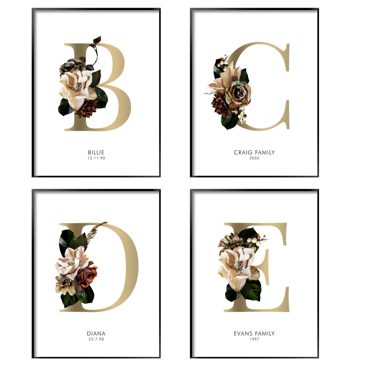 Personalised Floral Alphabet Poster – Slay My Print