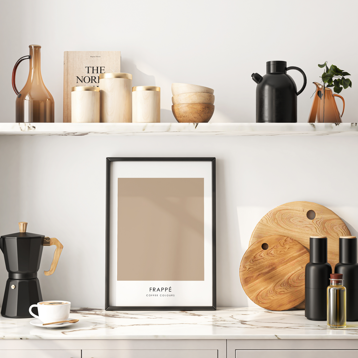 Frappe Poster | Beige Kitchen Typography Wall Art – Slay My Print