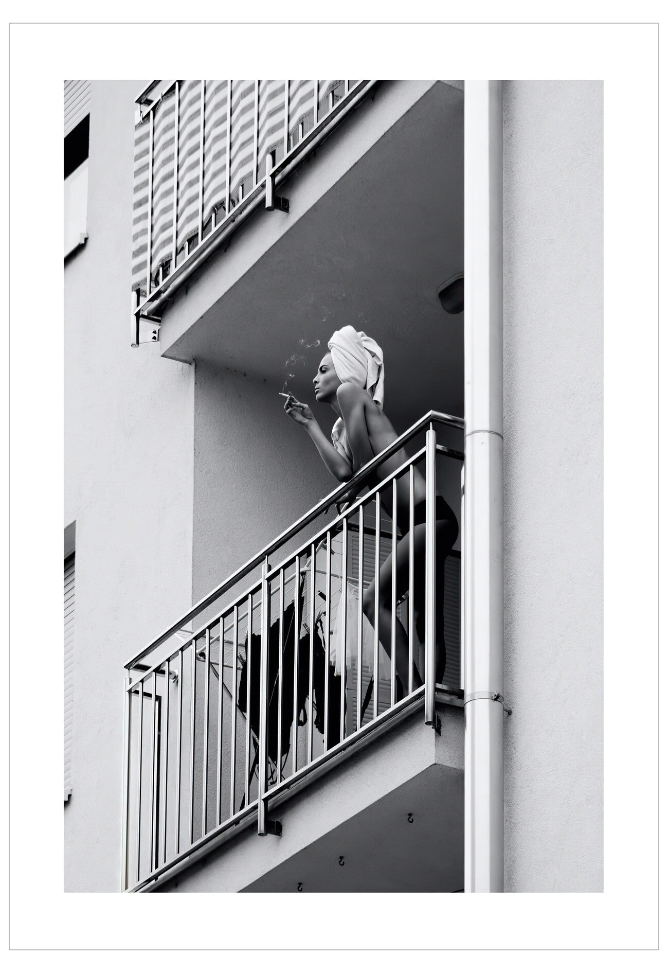 Balcony Smoke Poster | Wall Art Of A Sexy Woman Smoking
