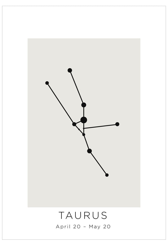 Beige Taurus Poster │ Kids Zodiac Wall Art