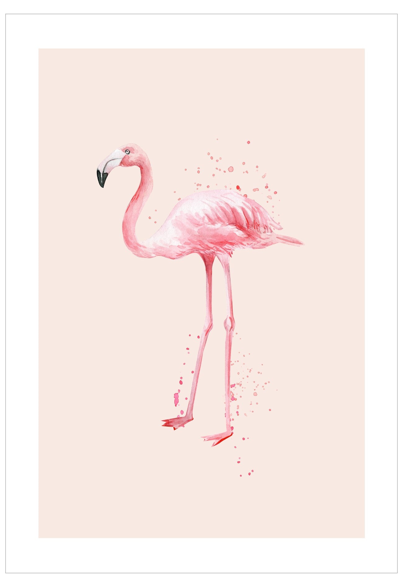 Flamingo Illustration No.1 Poster │ Illustrated Kids Wall Art