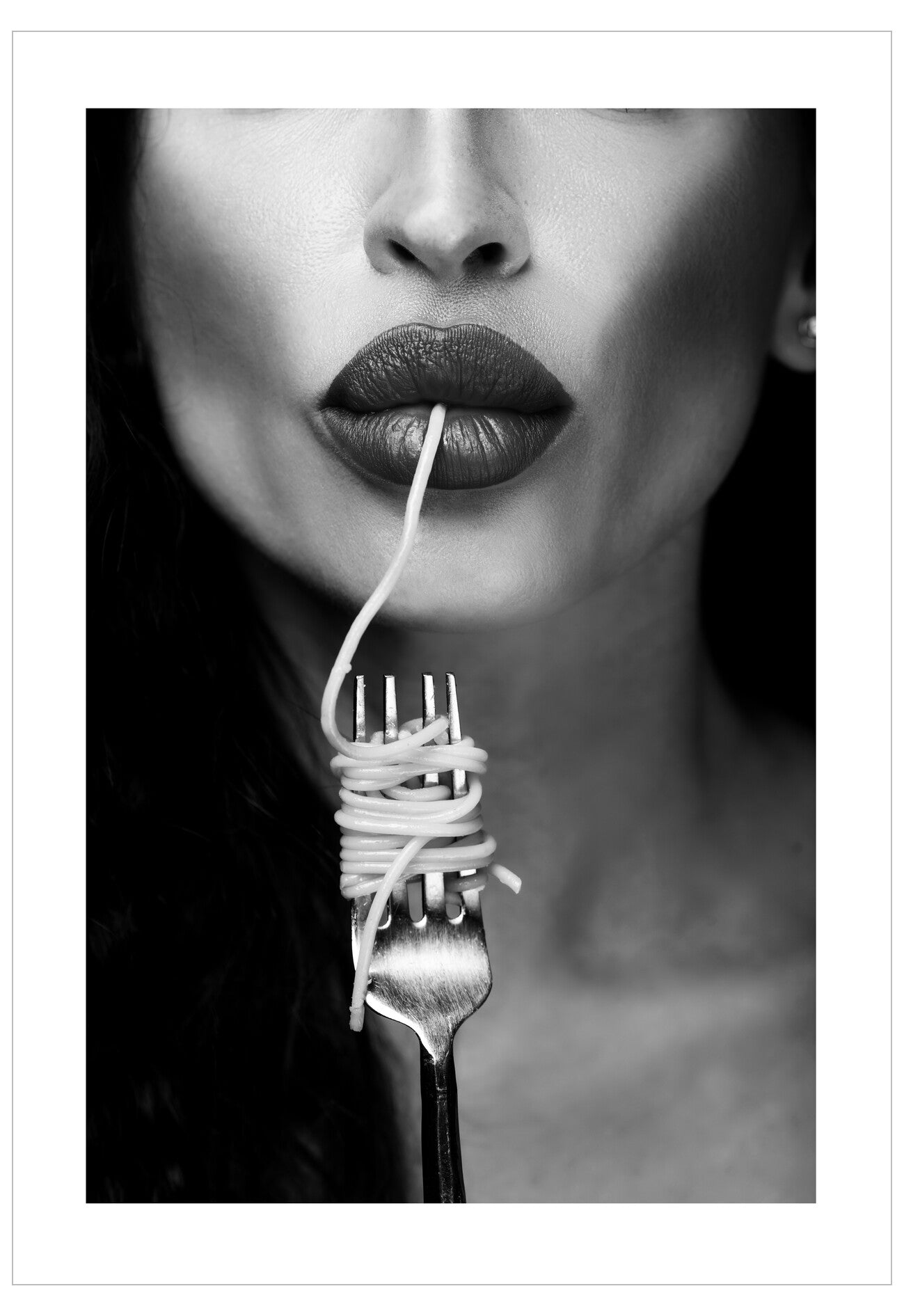 Spaghetti Fork Poster | Woman Eating Spaghetti Pasta On A Fork
