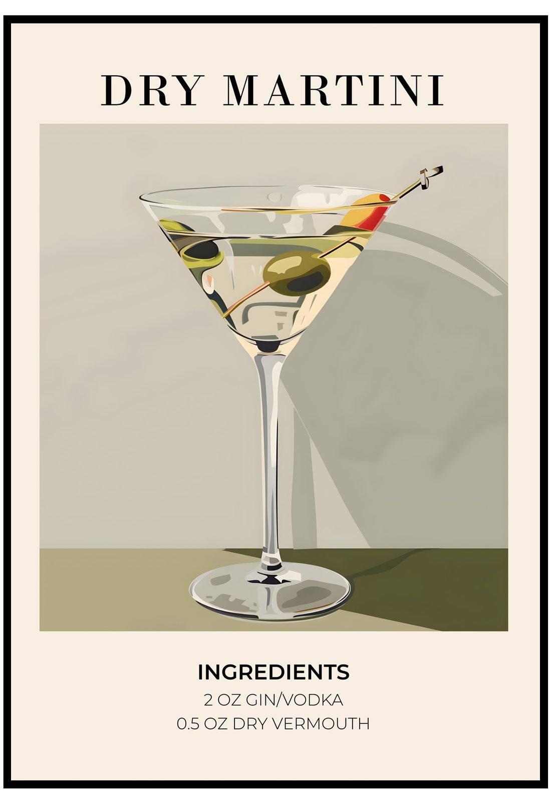 Dry Martini Recipe Poster | Iconic Cocktail Wall Art for Your Home