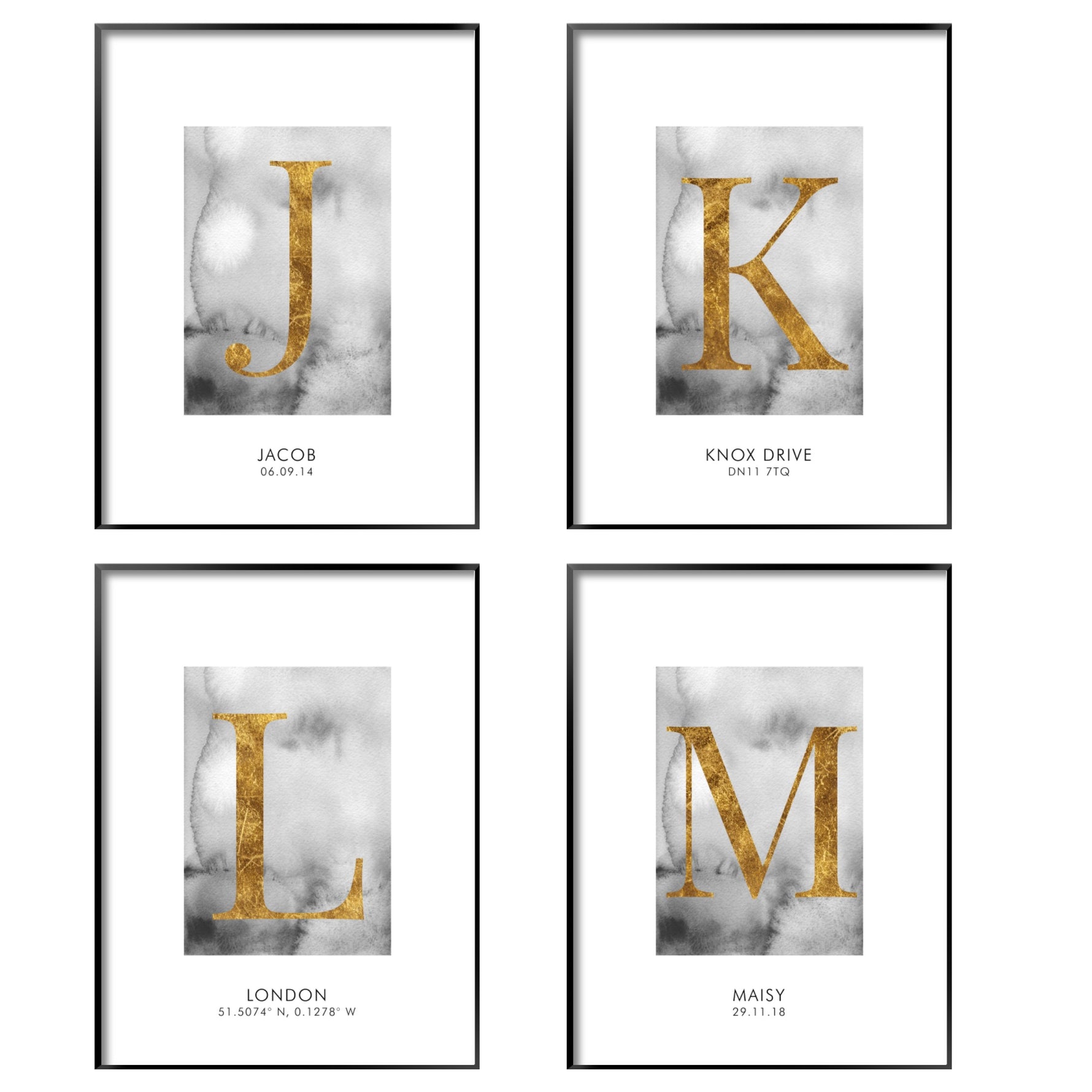 Personalised Gold Alphabet Poster