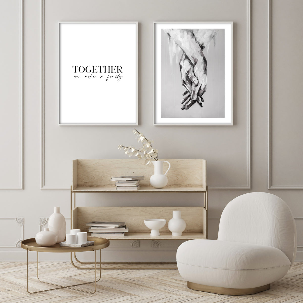 Painted Hands Poster | Abstract Grey Illustration | Holding Hands ...