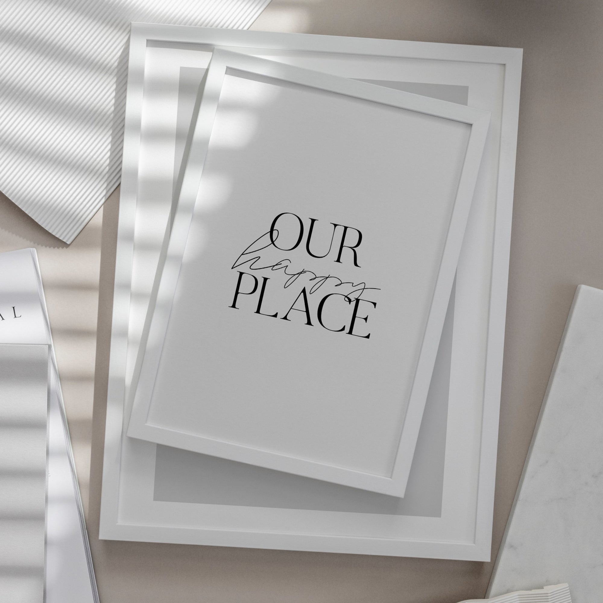 Our Happy Place Poster | Romantic Typography Wall Art