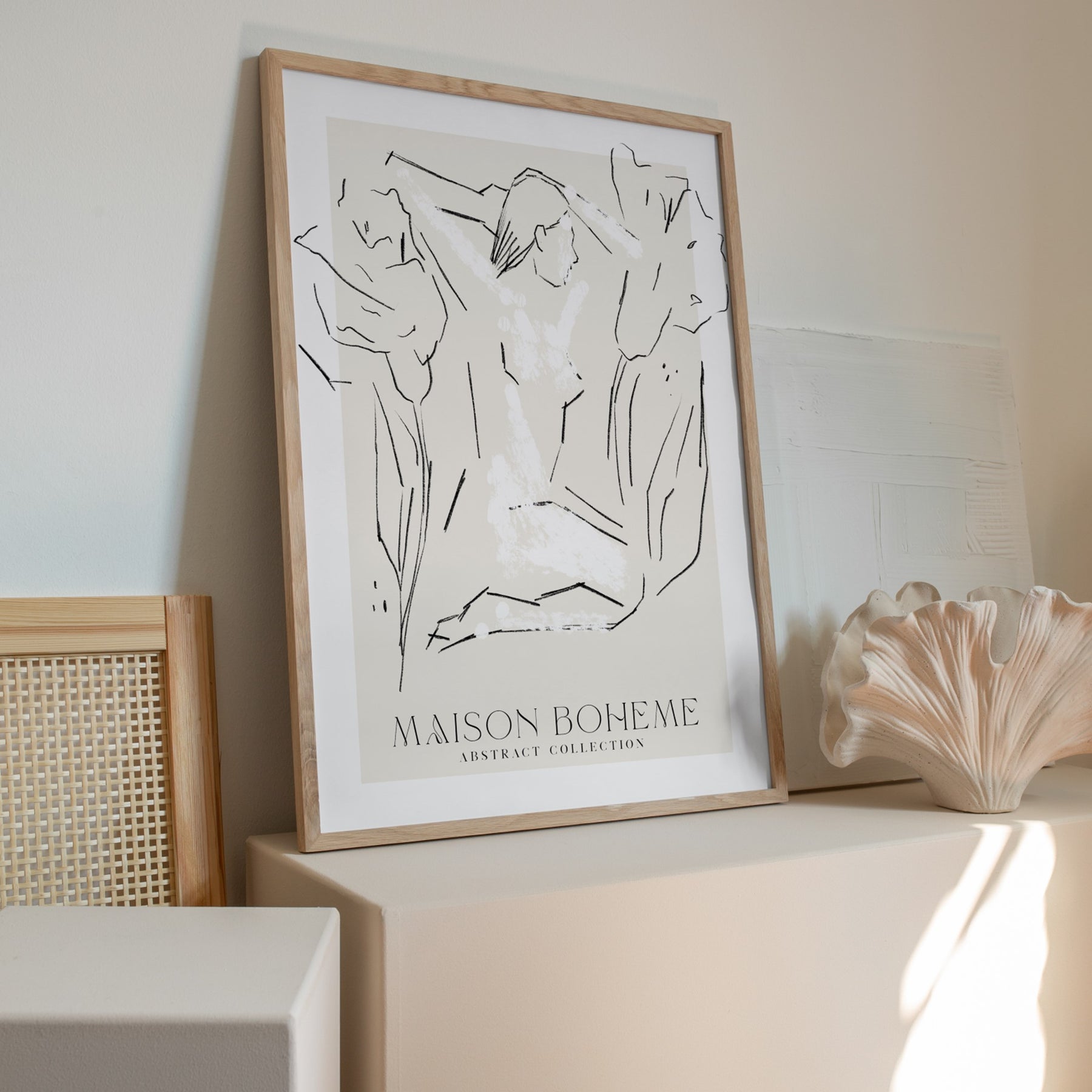 Maison Boheme Poster | Beige Abstract Line Wall Art – Slay My Print