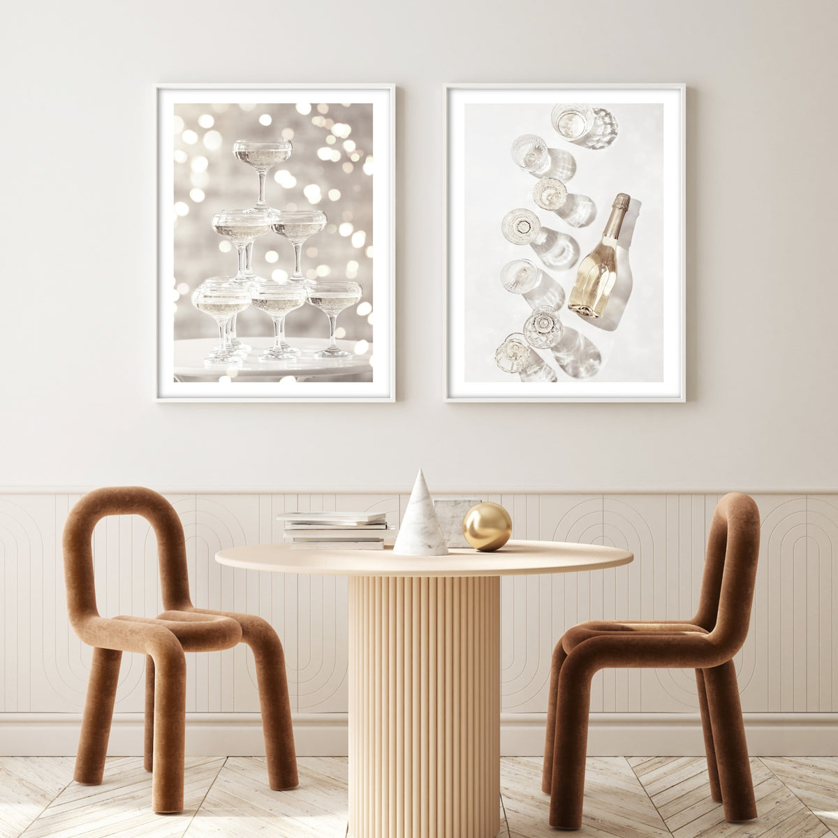 Neutral Celebrations Poster | Wall Art of a Champagne Bottle & Glasses ...
