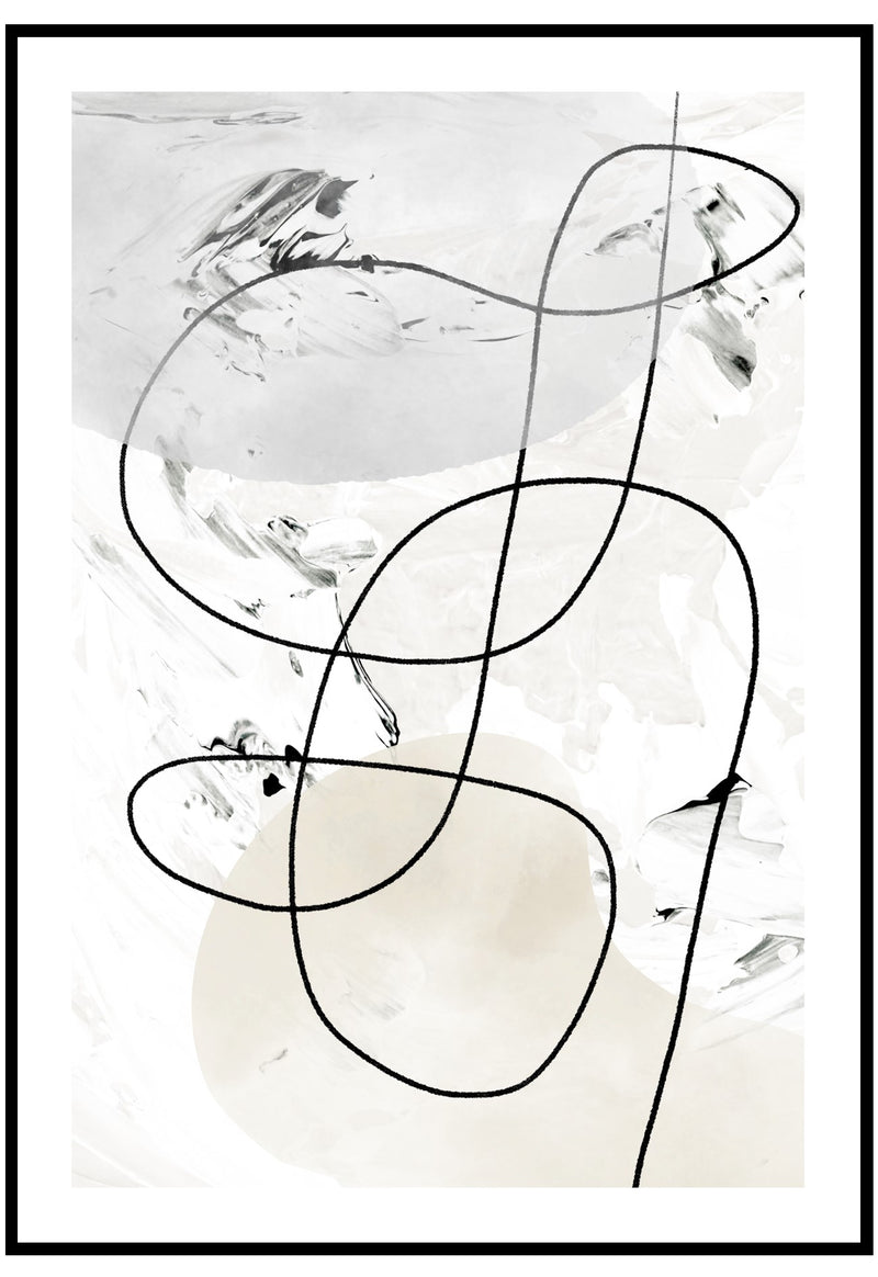 Collage Lines No.2 Poster | Stylish Abstract Beige Wall Art – Slay My Print