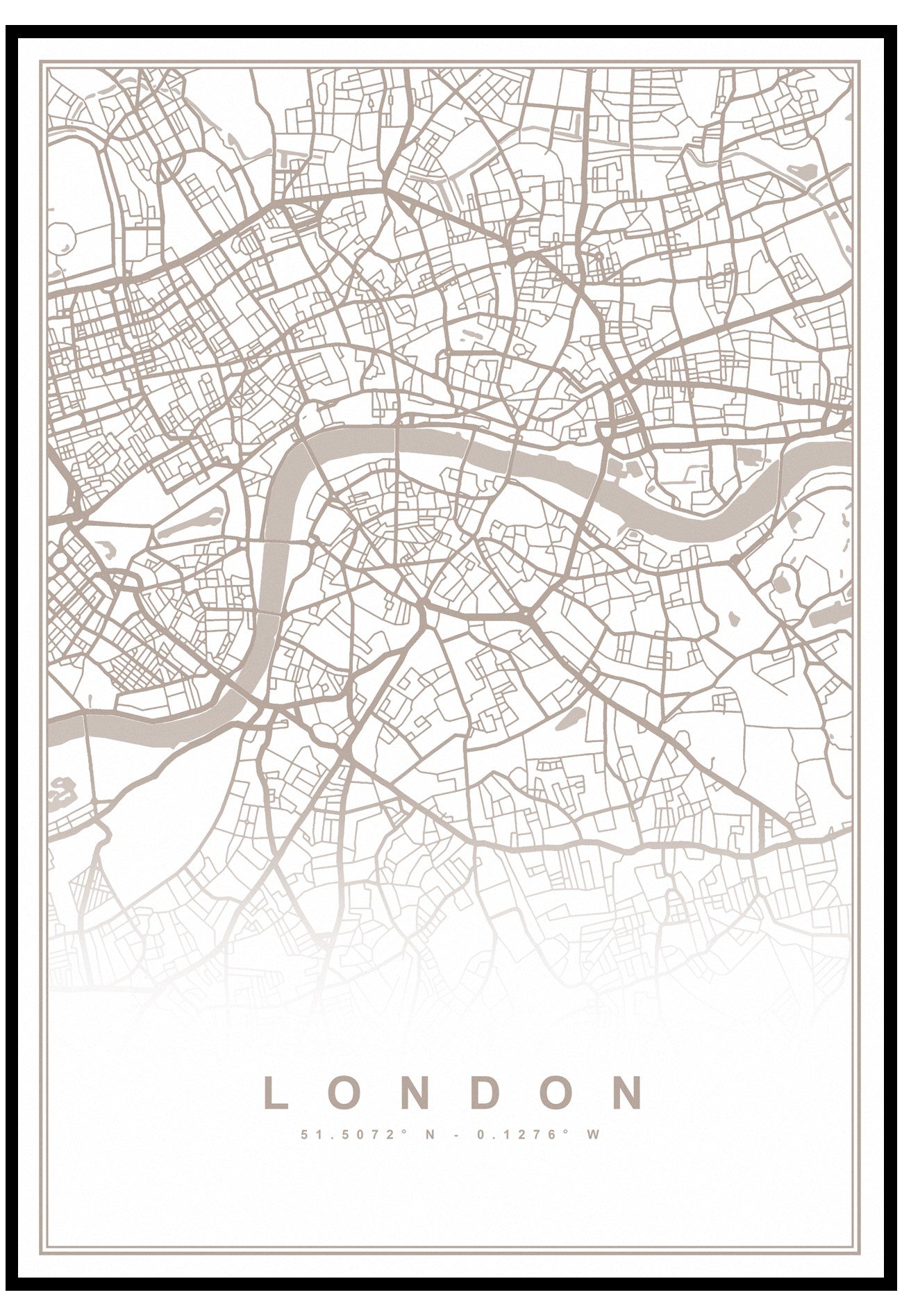 Neutral London Map Poster | Travel Print | City Wall Art