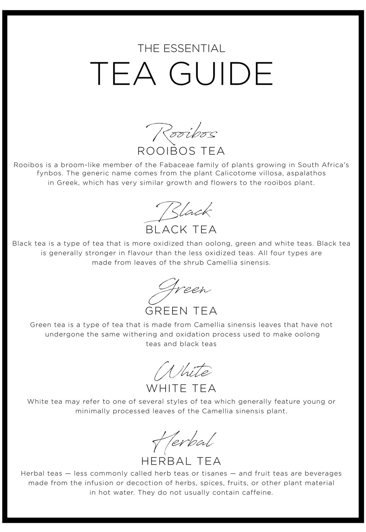 Tea Guide Poster | Stylish Kitchen Wall Art For Your Home – Slay My Print