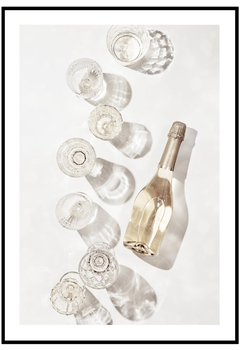 Neutral Celebrations Poster | Wall Art of a Champagne Bottle & Glasses ...