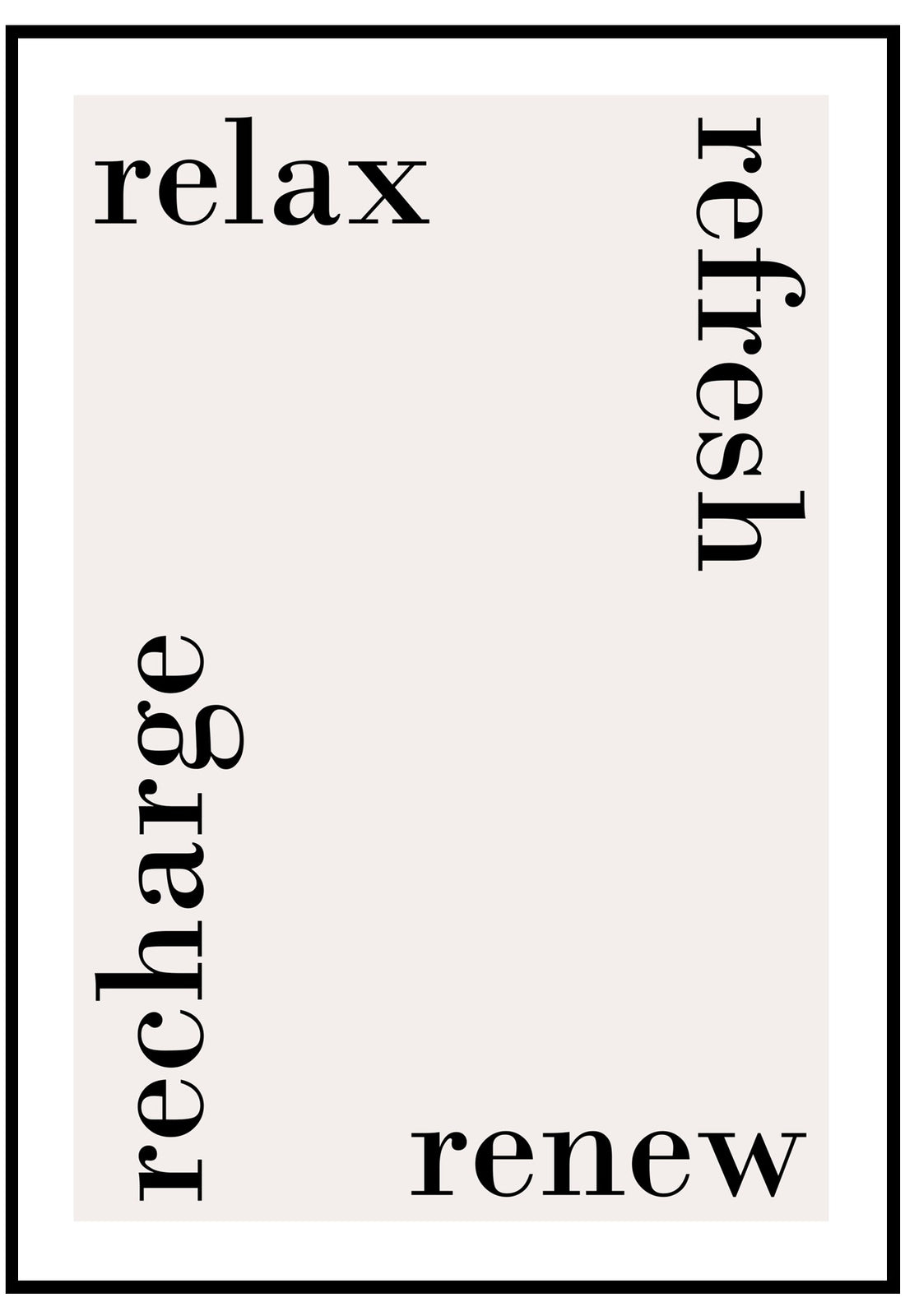 Recharge Poster | Typography Wall Art About Self Care