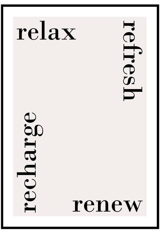 Recharge Poster | Typography Wall Art About Self Care