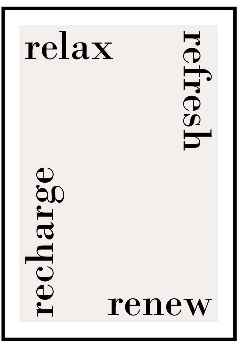 Recharge Poster | Typography Wall Art About Self Care – Slay My Print